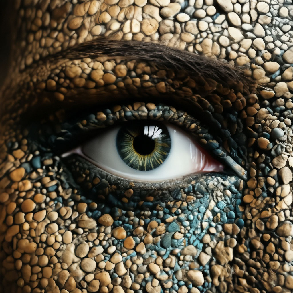 "Face with skin made of texture texture structure of tungsten patina ...