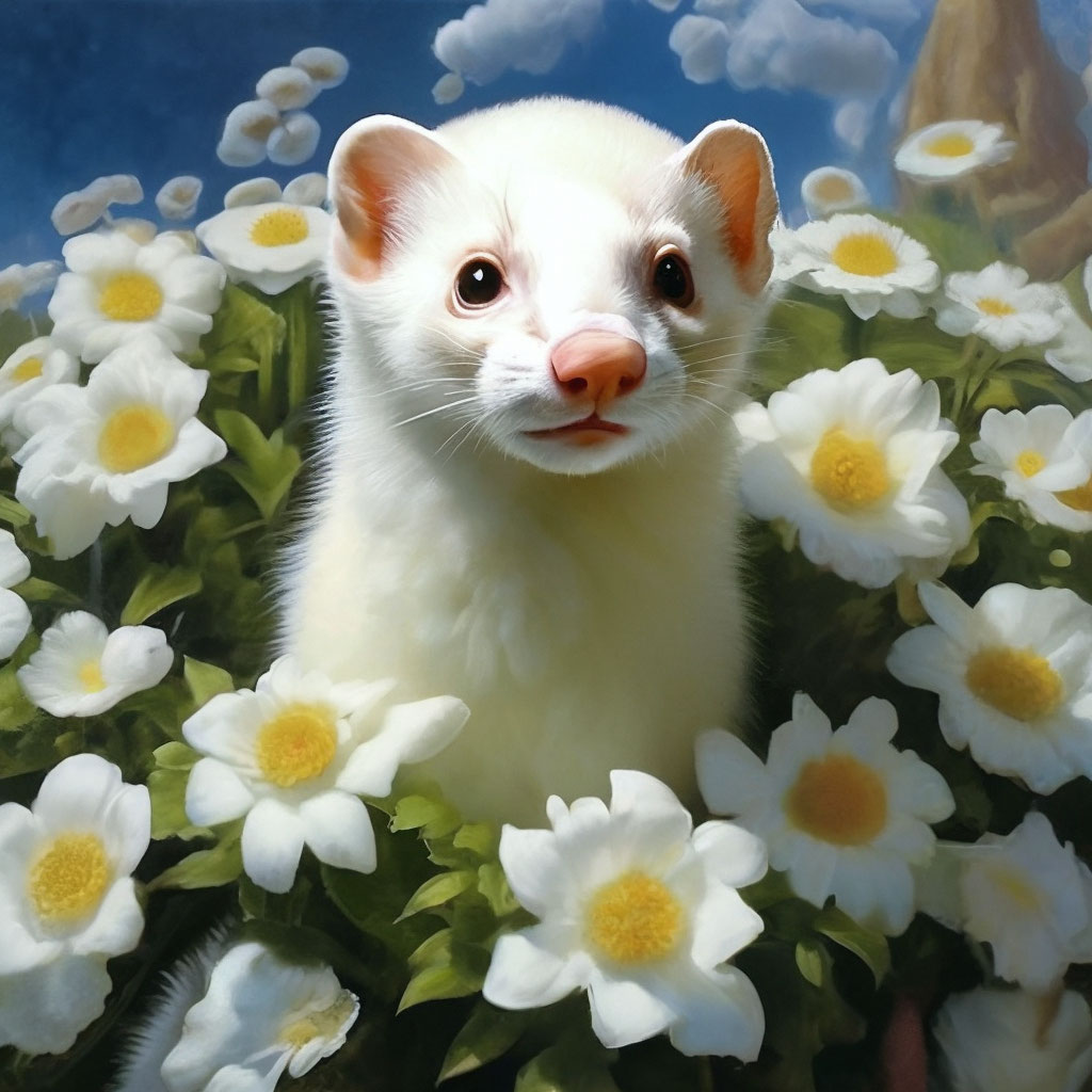 "The ferret is an alien, sitting in a white flower, of incredible ...