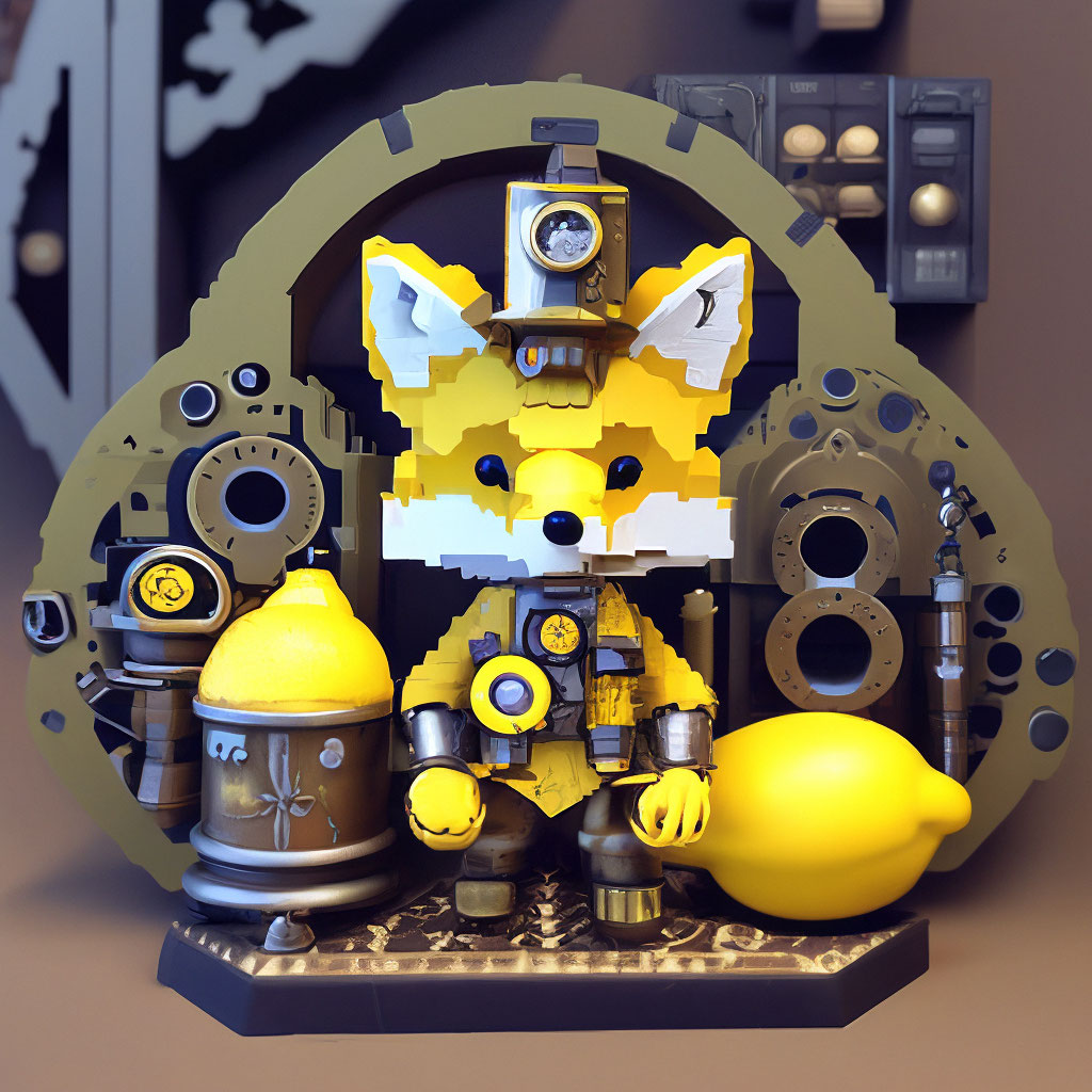 "Lemon Fox + related, pixel art" — image created in Shedevrum