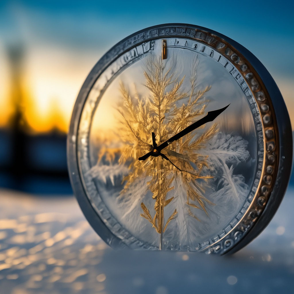 "The Ruble of Time Frost painted frosty patterns on an ice coin clock ...
