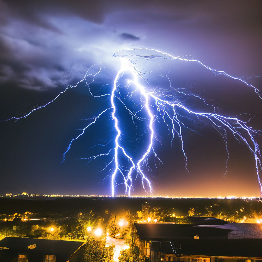 "The strongest lightning at night" — image created in Shedevrum