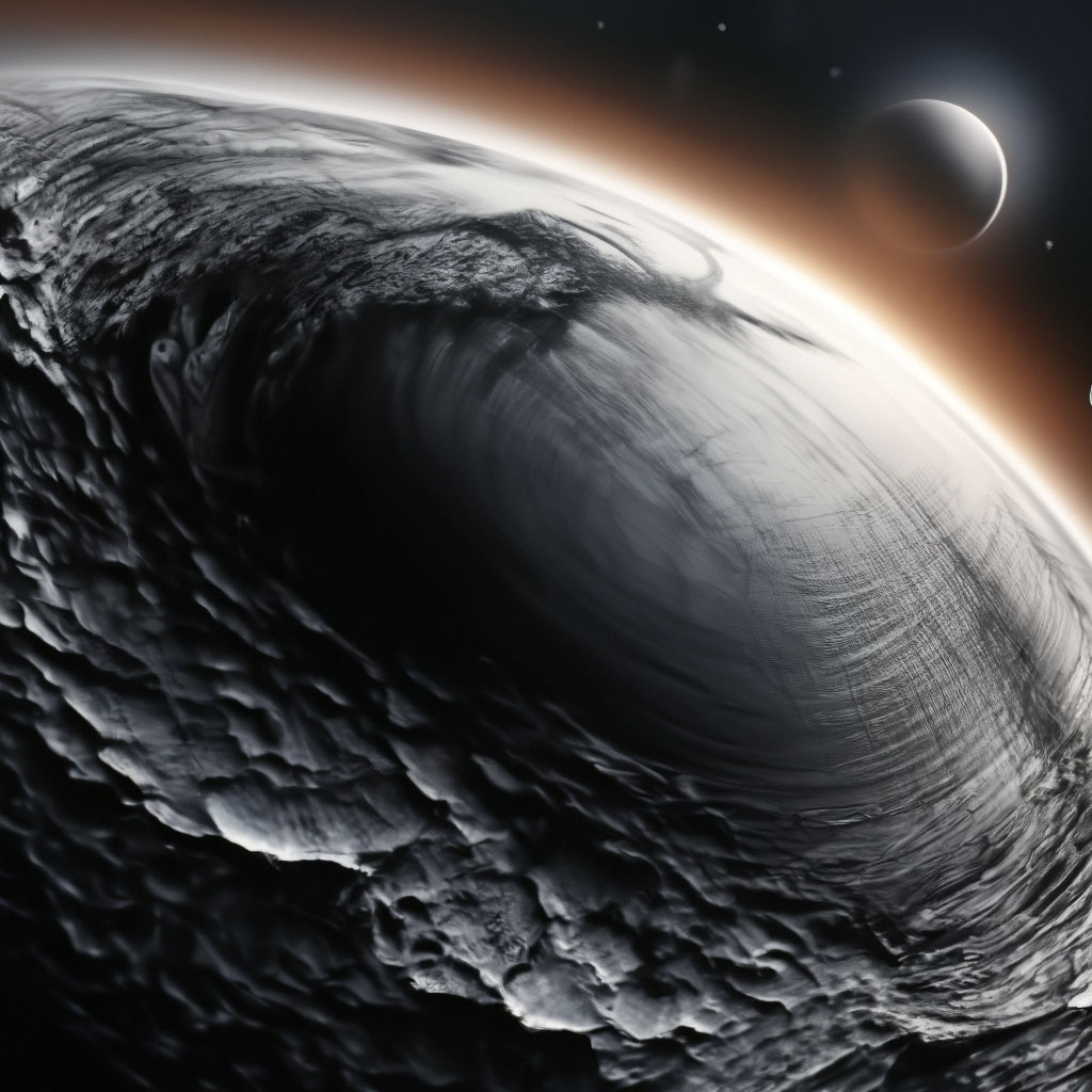 "Space,planets, shaded black amorphous creeping shadow,mother of pearl ...