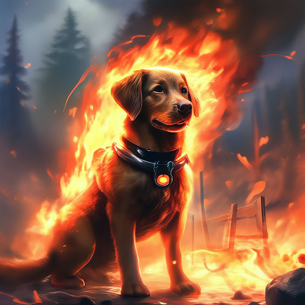 "Fire dog" — image created in Shedevrum