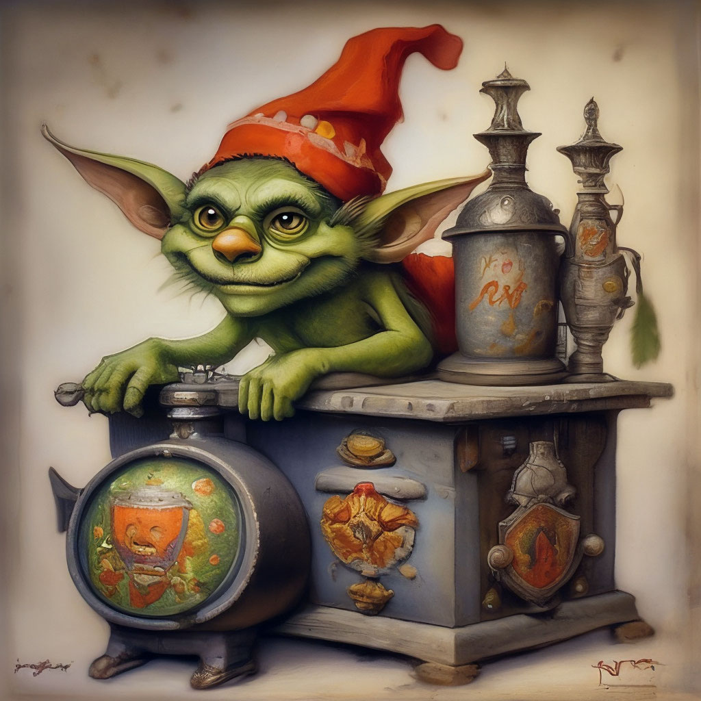 "A goblin in a Russian hat rides on a Russian stove" — image created in ...