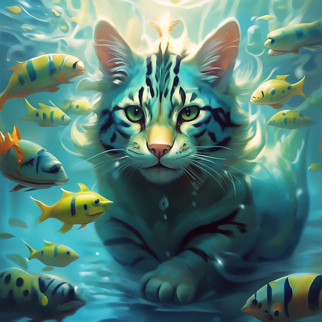 "Water cat" — image created in Shedevrum