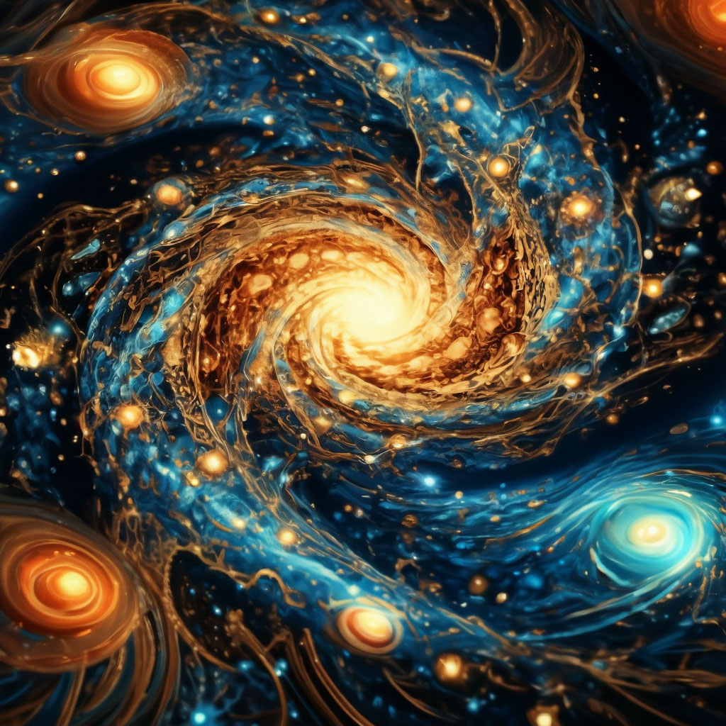 "Cosmic pattern, stars, comets, constellations, planets, fractally ...