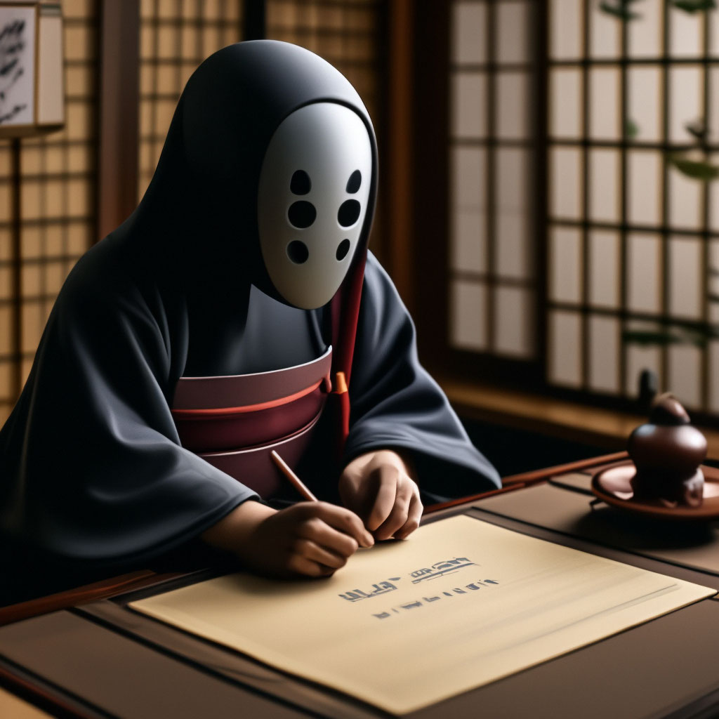 "The spirit of Kaonashi writes a letter in a Japanese house Miyazaki ...