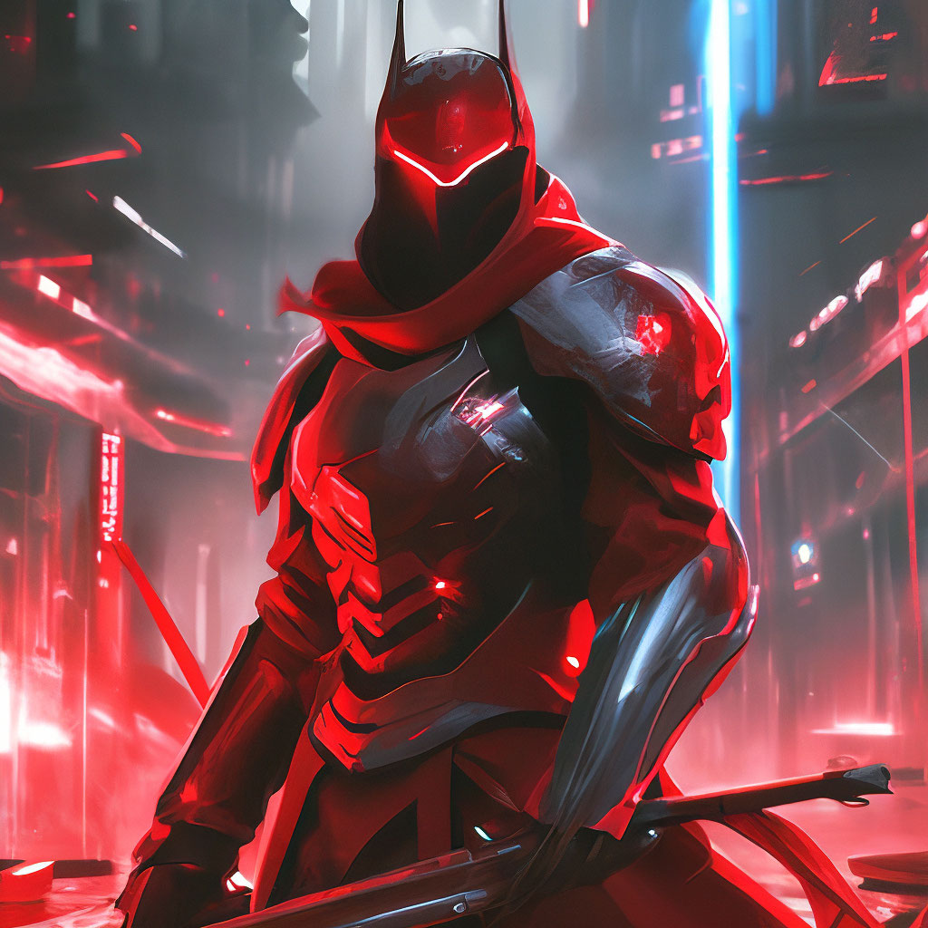 "Technology+knight+red" — image created in Shedevrum
