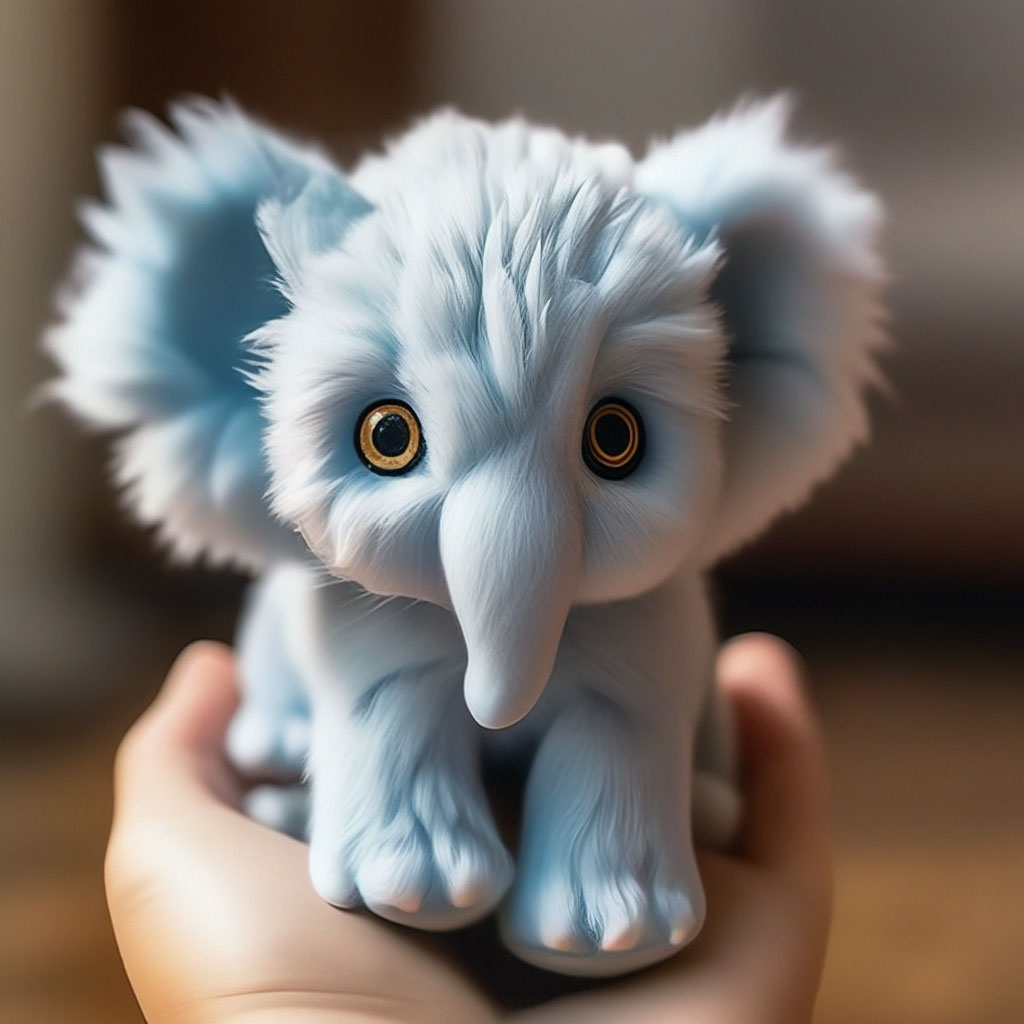 "Fluffy Cat 🐈 - elephant Realistic tiny fluffy cat🐇 in the form of an ...