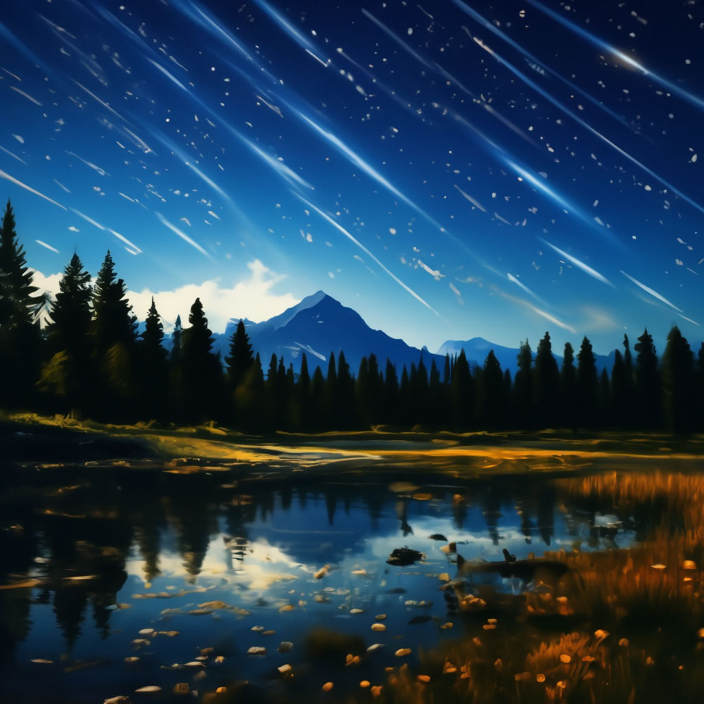 "Starfall in summer, bright, beautiful" — image created in Shedevrum