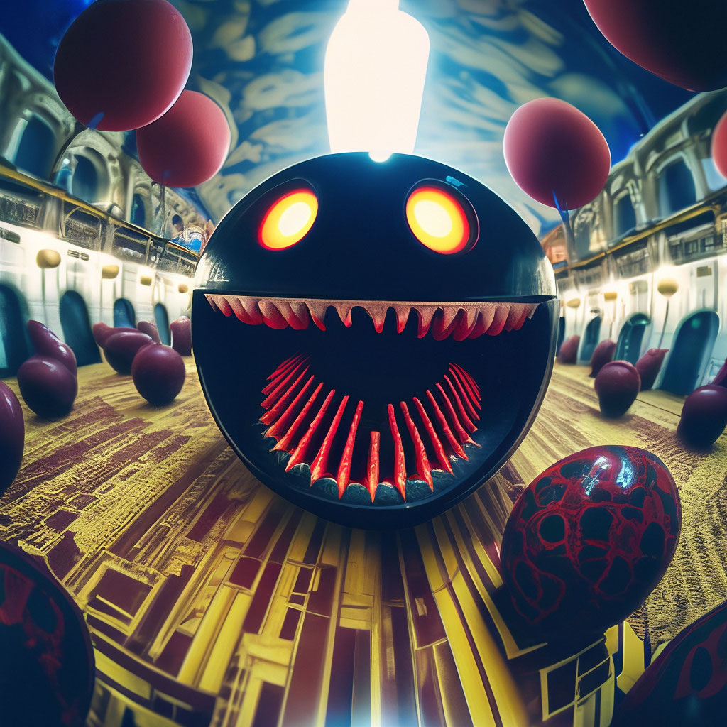 "Evil Pacman, beautiful, realistic, 1024k, high resolution, high detail ...