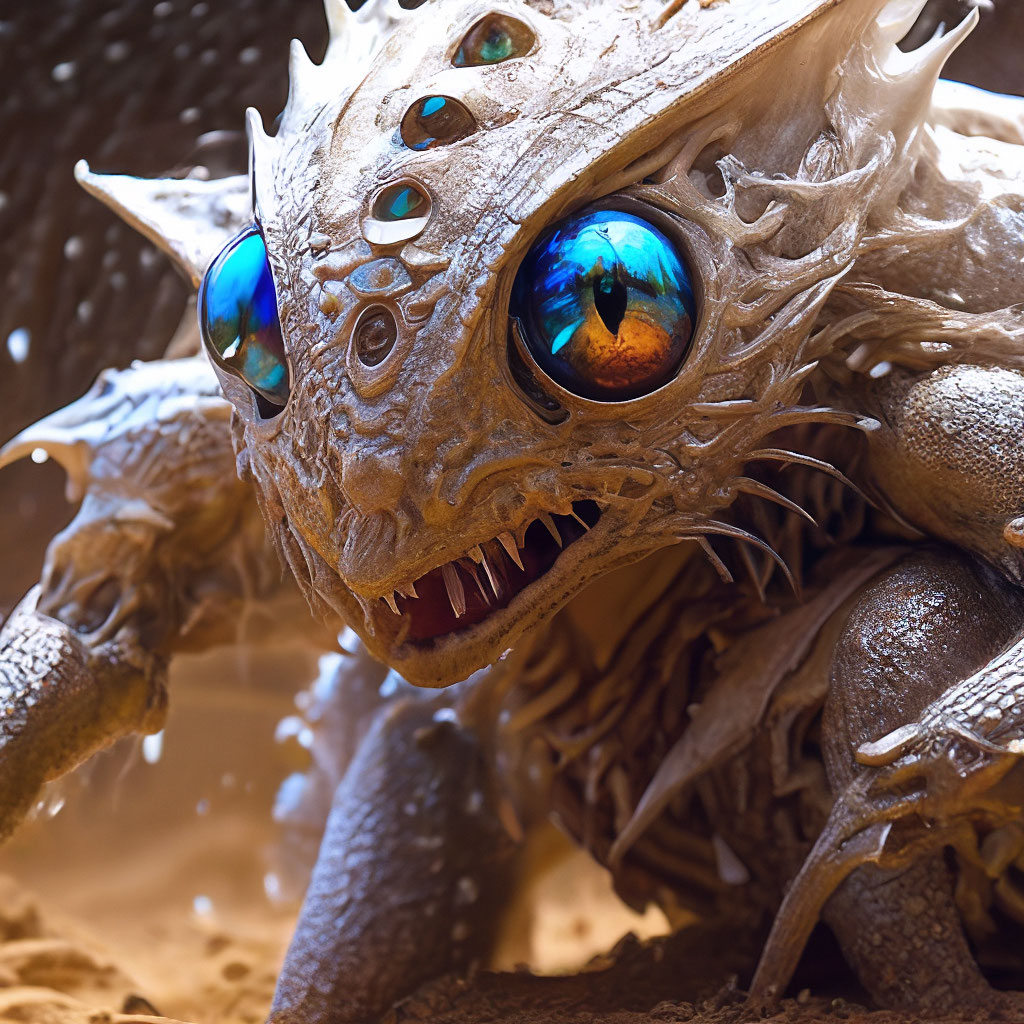 "Photorealism, spectacular, sand creature, in symbiosis, rain, hyper ...