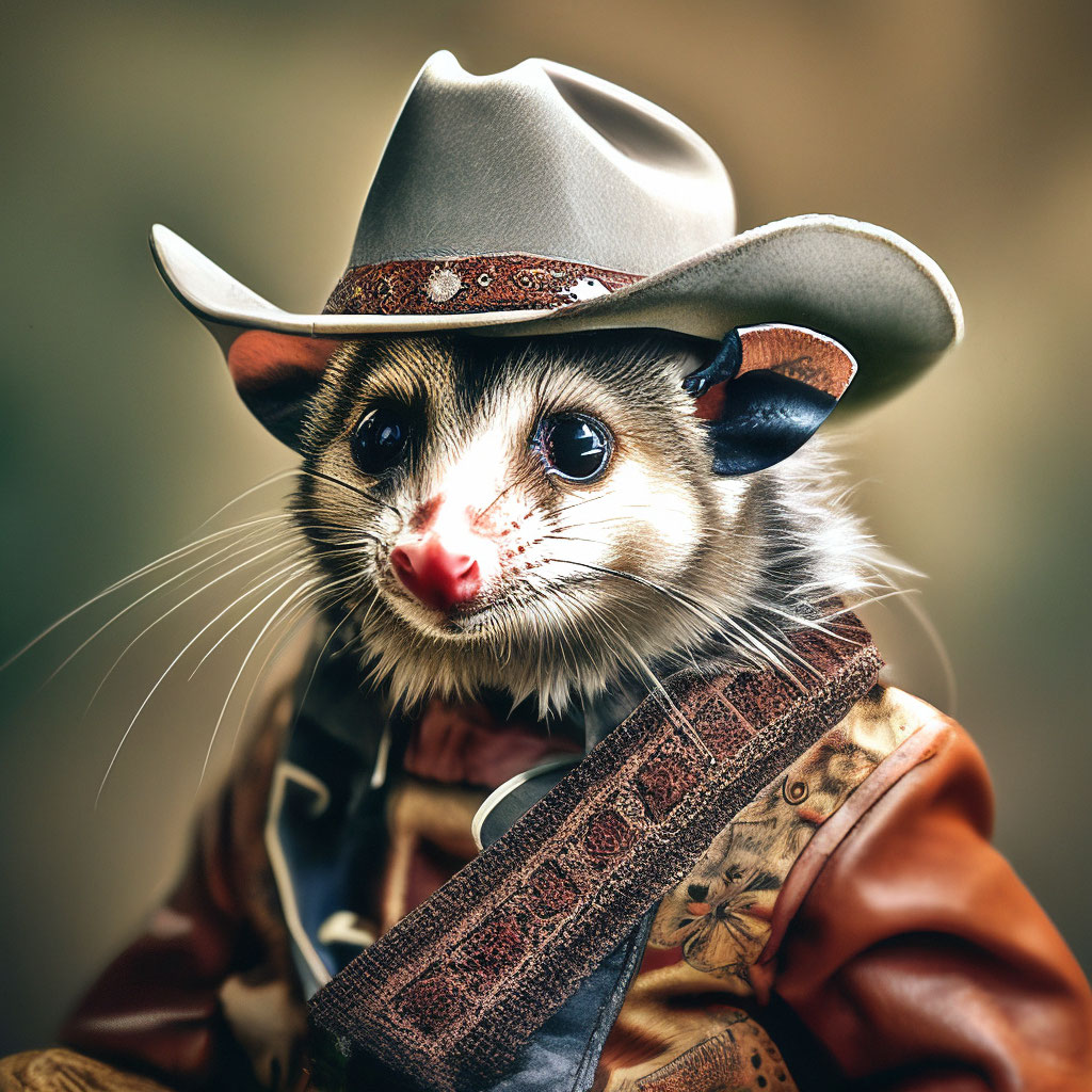 "Possum in a cowboy costume, realistic, professional photo, high ...