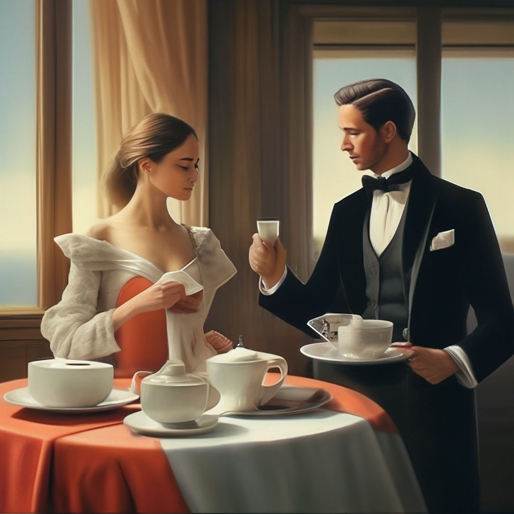 "Good morning gentlemen and ladies" — image created in Shedevrum