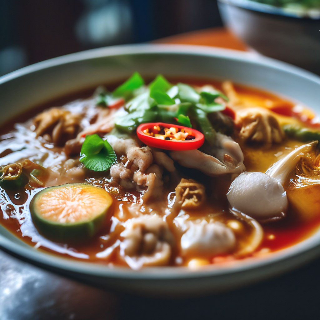"Tom yan food , aesthetically pleasing, beautiful, realistic, close-up ...