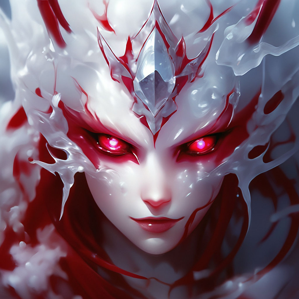 "Icy ruby demon eyes" — image created in Shedevrum