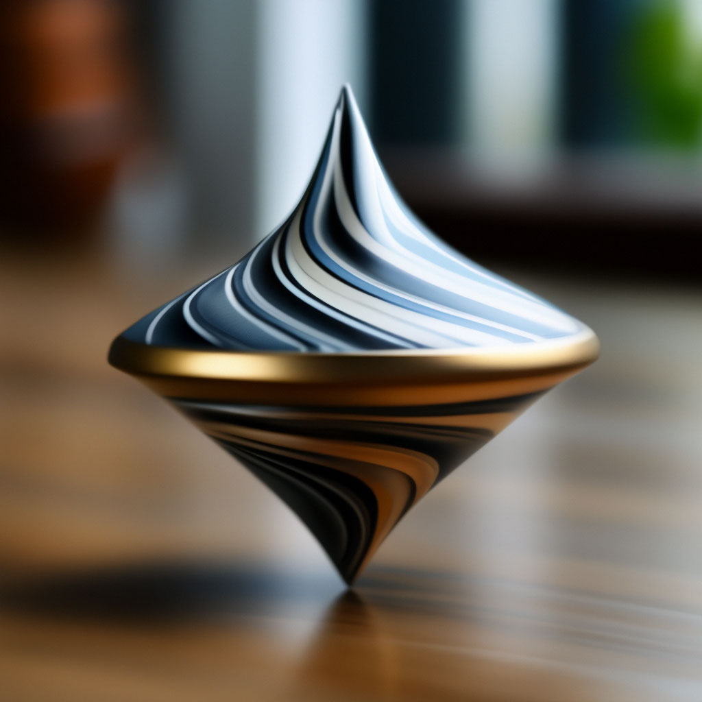 "A gray spinning top will come and grab the side" — image created in ...