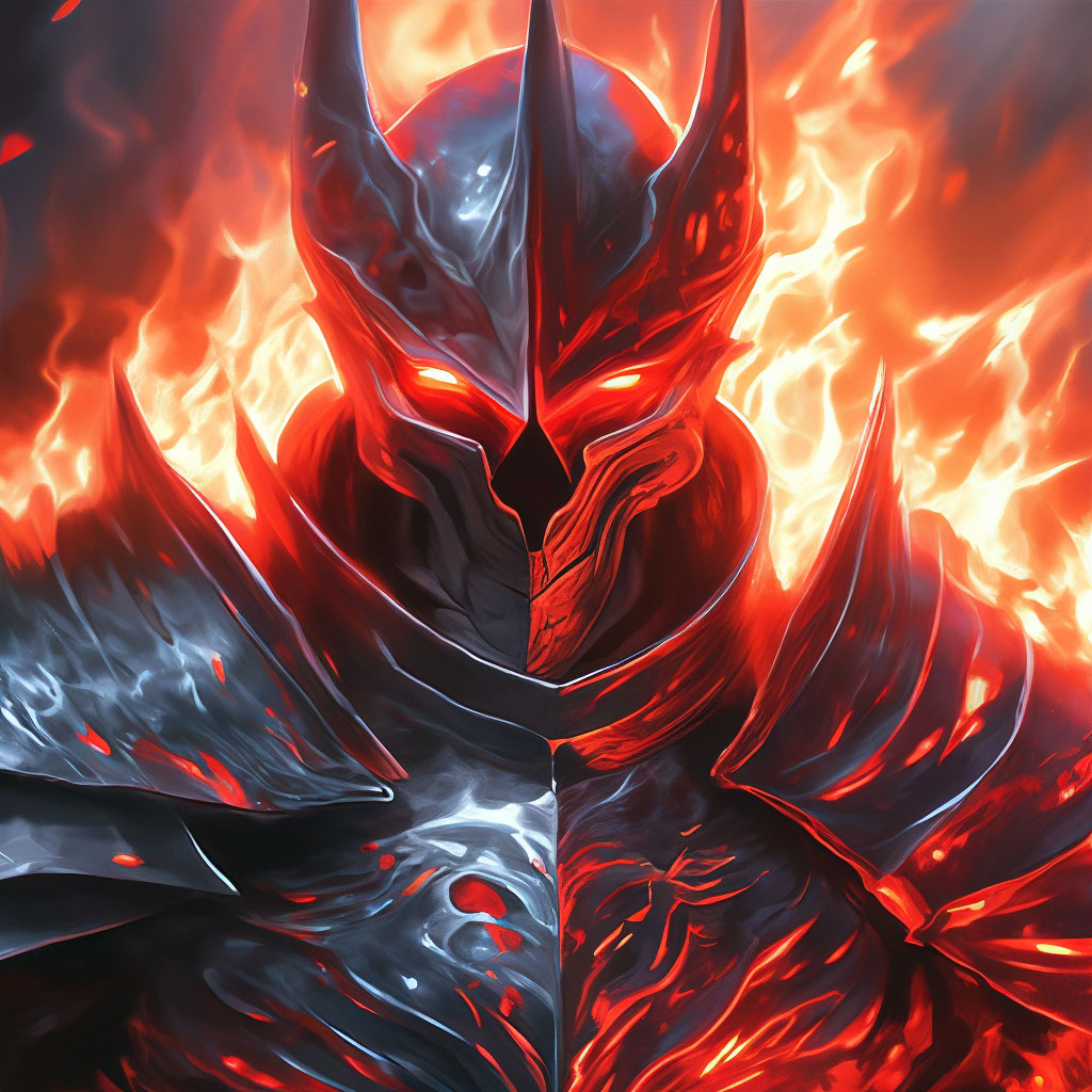 "Death knight, with burning red eyes, aesthetically pleasing, beautiful ...