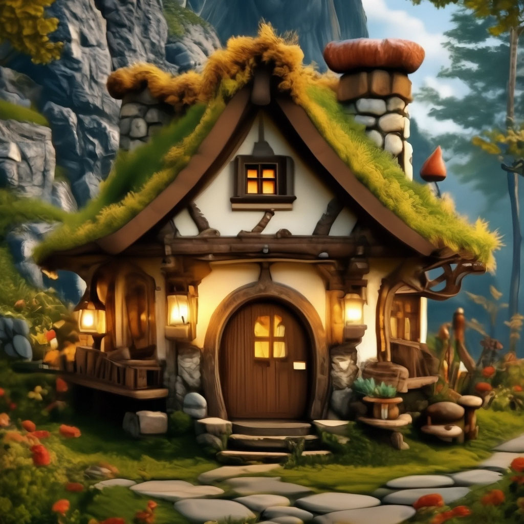 "The dwarf's cute little house" — image created in Shedevrum