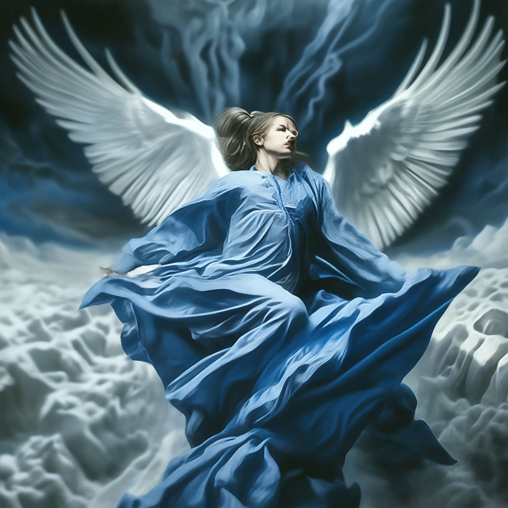 "The soul is rushing between hell and heaven, blue-gray soul ...