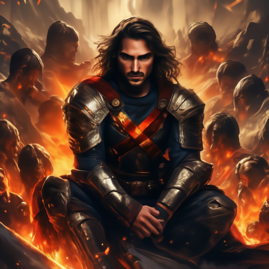 "33 heroes in scales, like the heat of grief)" — image created in Shedevrum