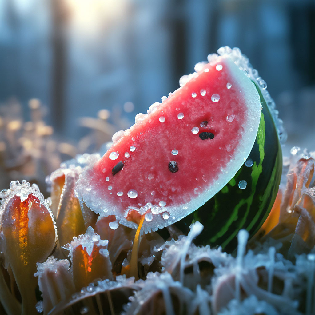"Frozen watermelon, autumn,frost, mysticism,fantasy, fairy forest, soft ...
