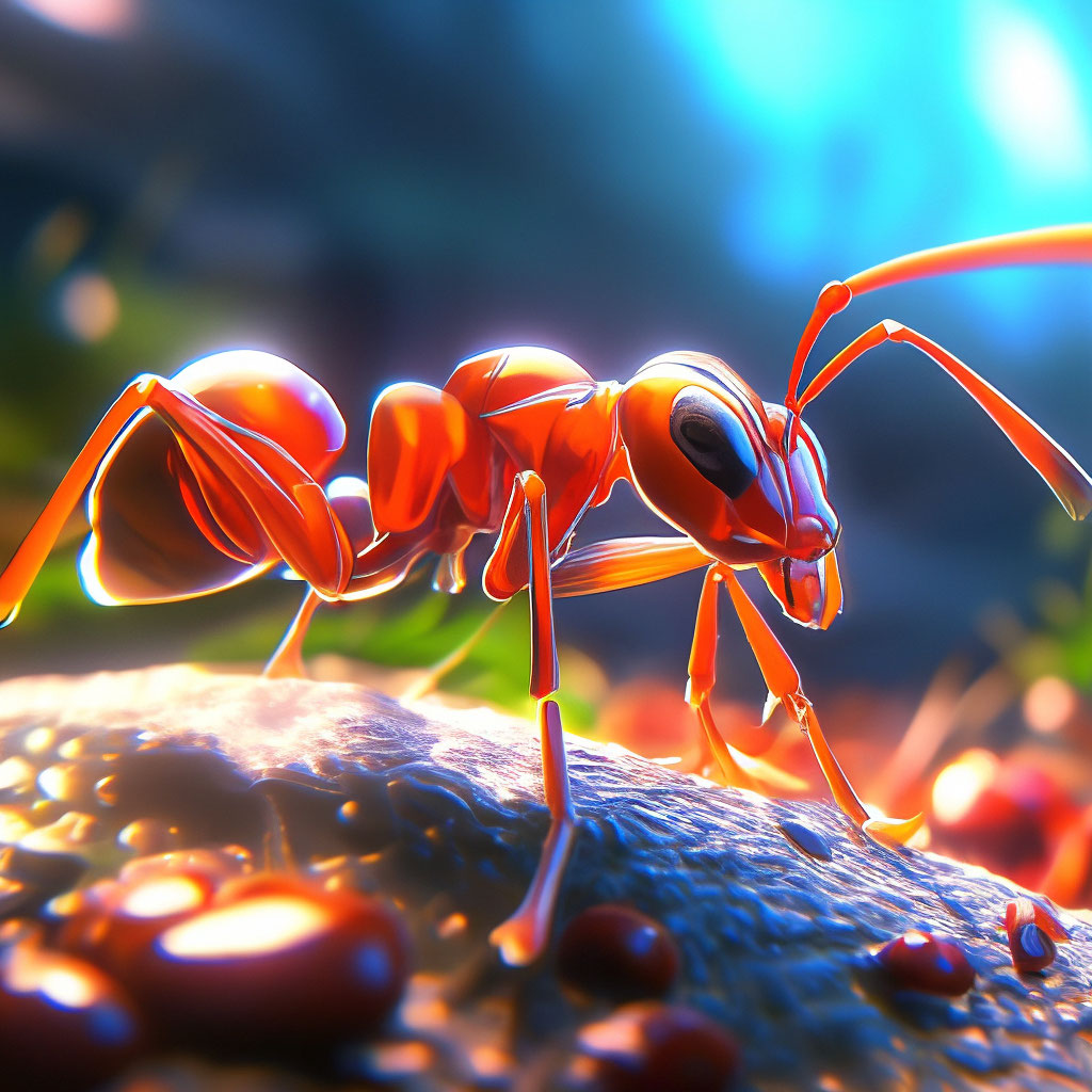 "Ant, realistic, anime style, bright lighting" — image created in Shedevrum