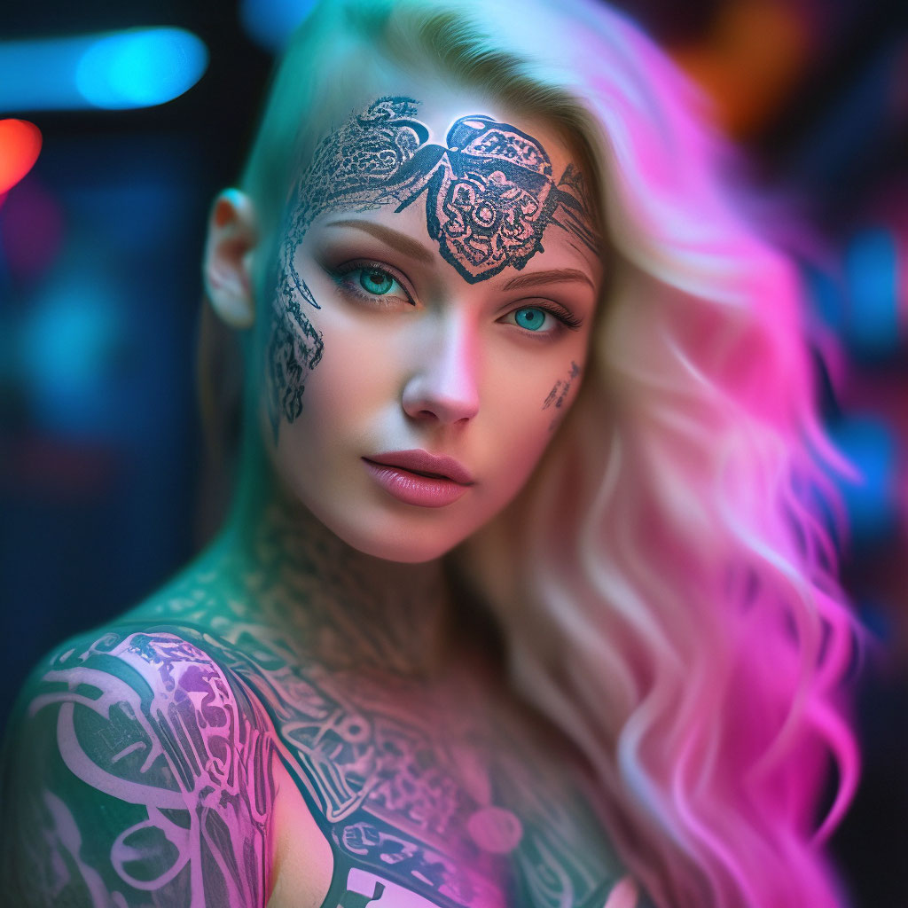 "Neural network and art, realistic, professional full-face photo tattoo ...
