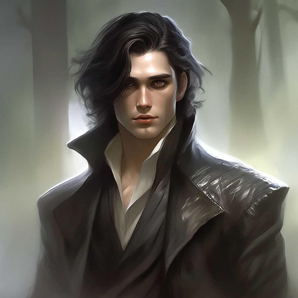 "The guy is dark-haired, aristocratic facial features, confident look ...