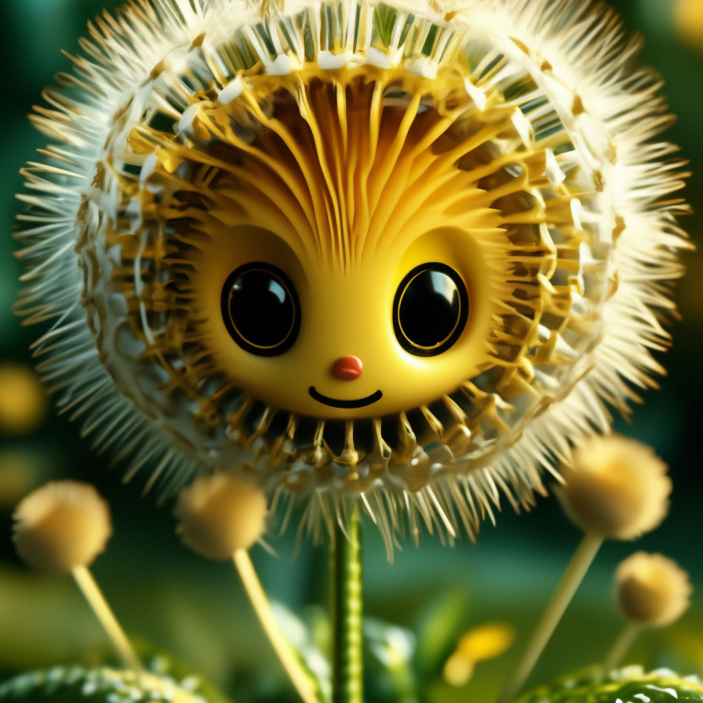 "3D. Multilayer. Anthropomorphic dandelion. Cute. The object is ...