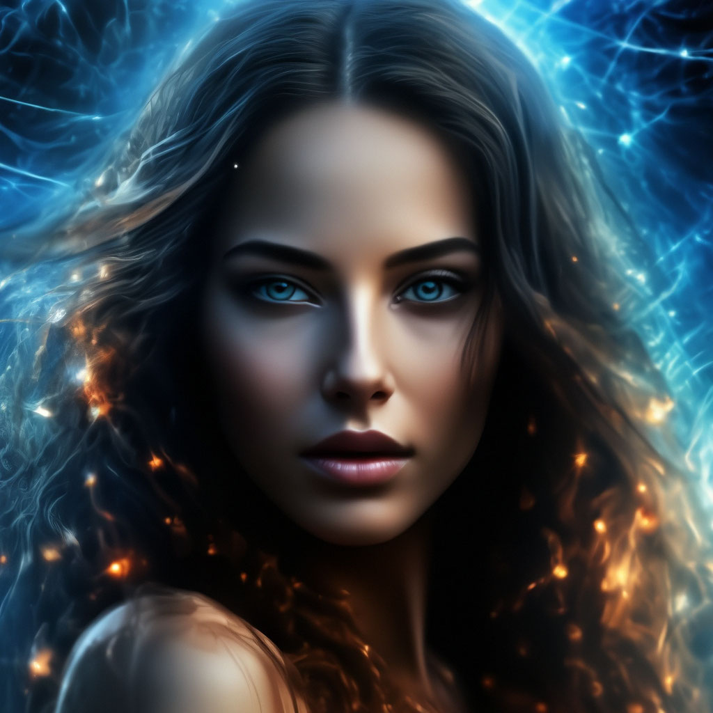 "Drawing with a cosmic fractal, dark art, hybrid, starfall effect, the ...