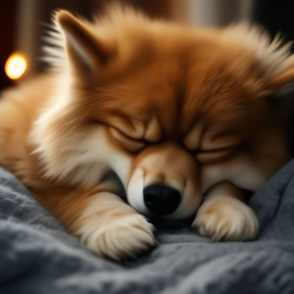 "Fluffy, sleepy" — image created in Shedevrum