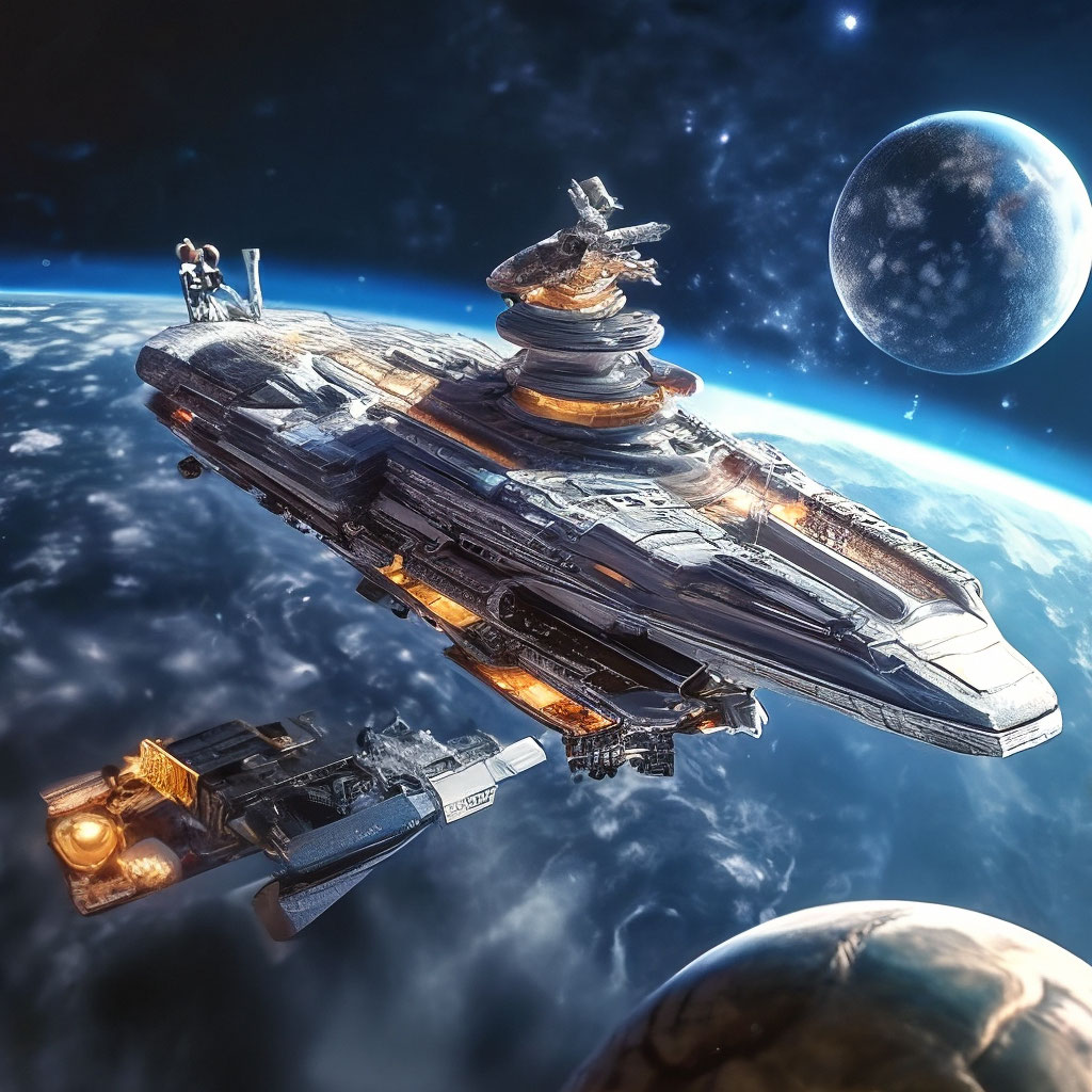 "Planet, battle ship construction, orbit of the planet, miniature ...
