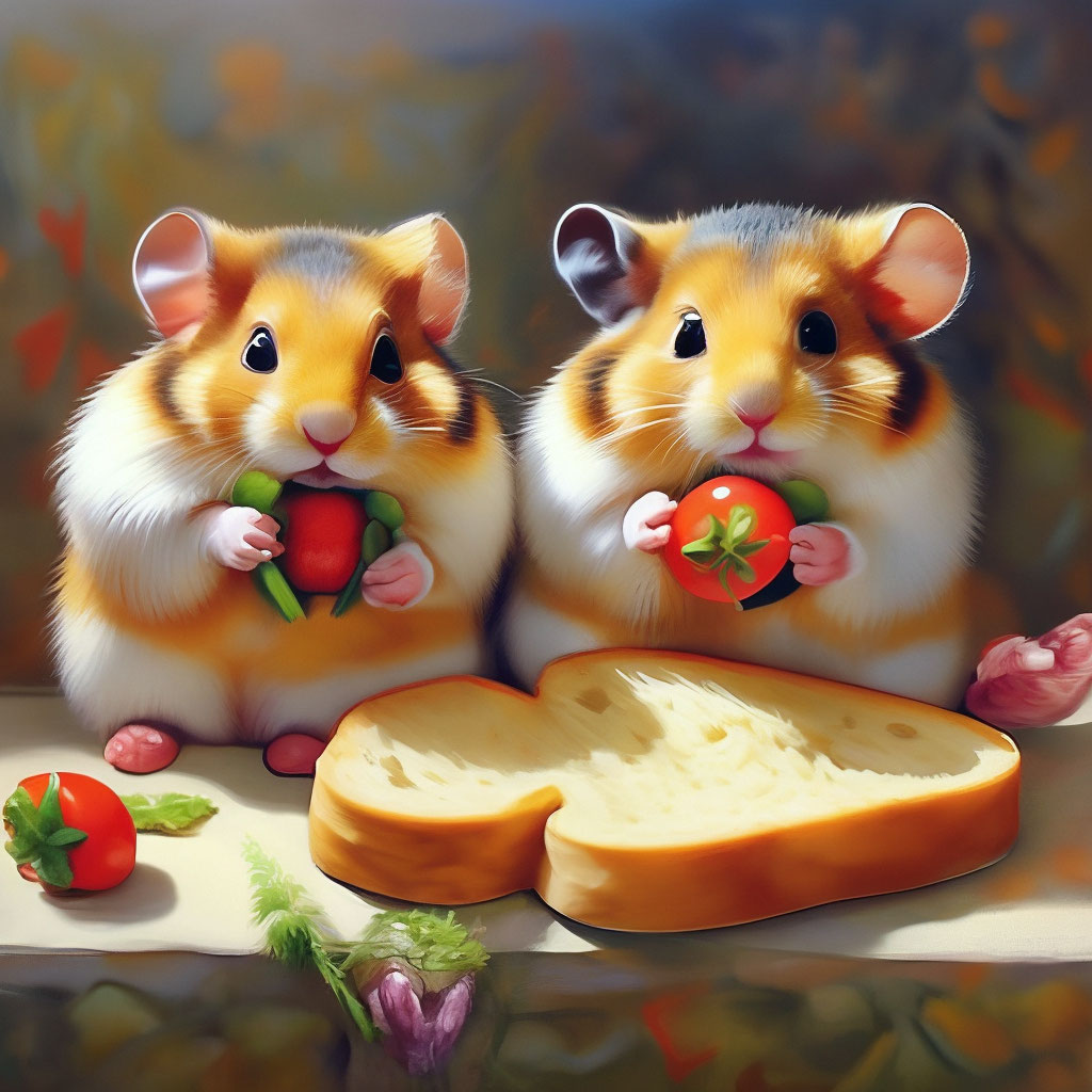 "Hamsters with a sandwich" — image created in Shedevrum