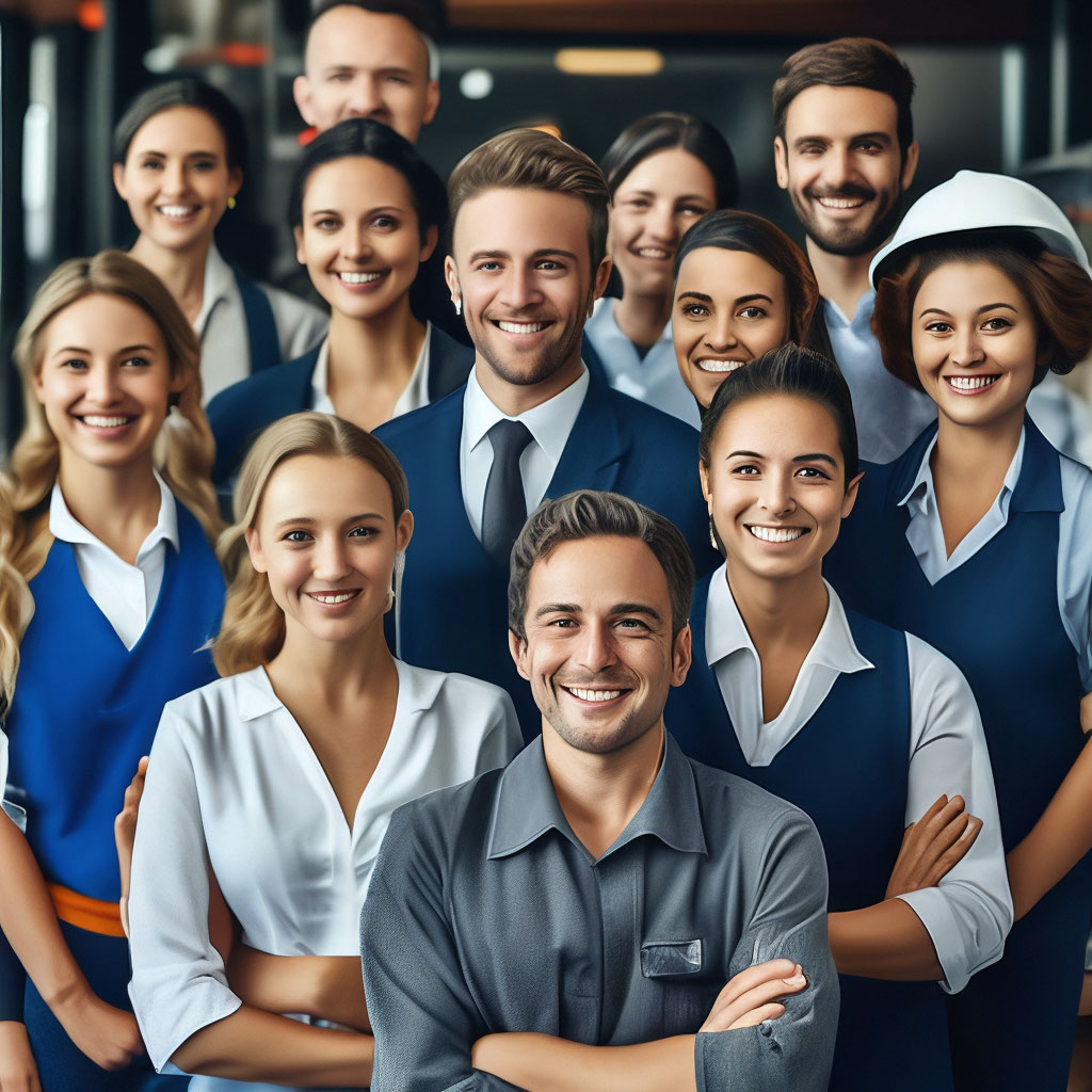 "Group photo people of different professions in work clothes, beautiful ...