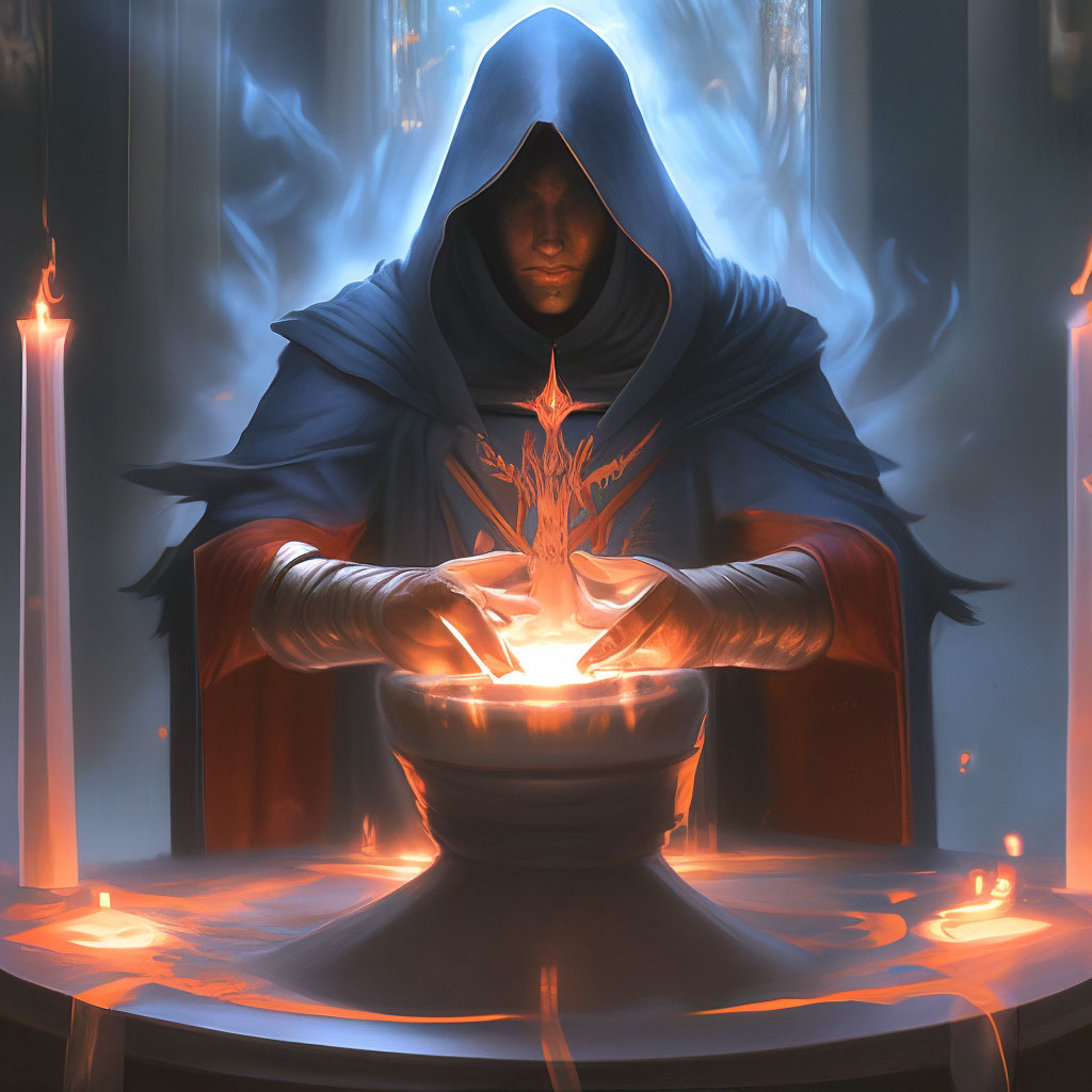 "The summoning ritual" — image created in Shedevrum