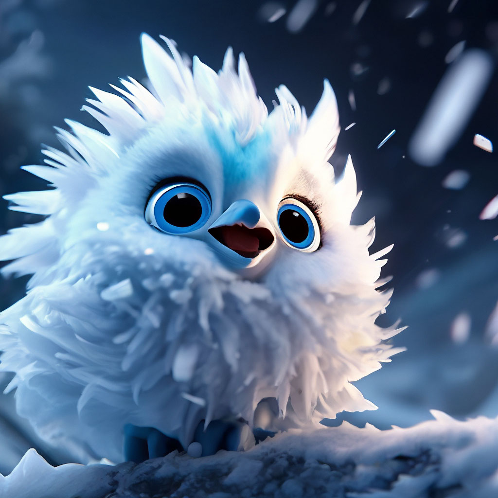 "♥️🐱 ♥️ mega fluffy spirit of ice,super cute creature, pixar style ...