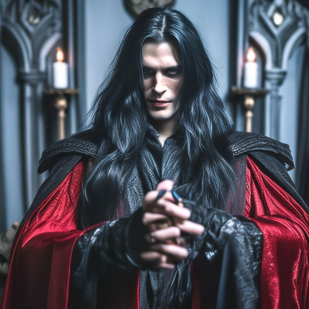 "Arrogant man reaper of death exudes shadows from the hands of selfies ...