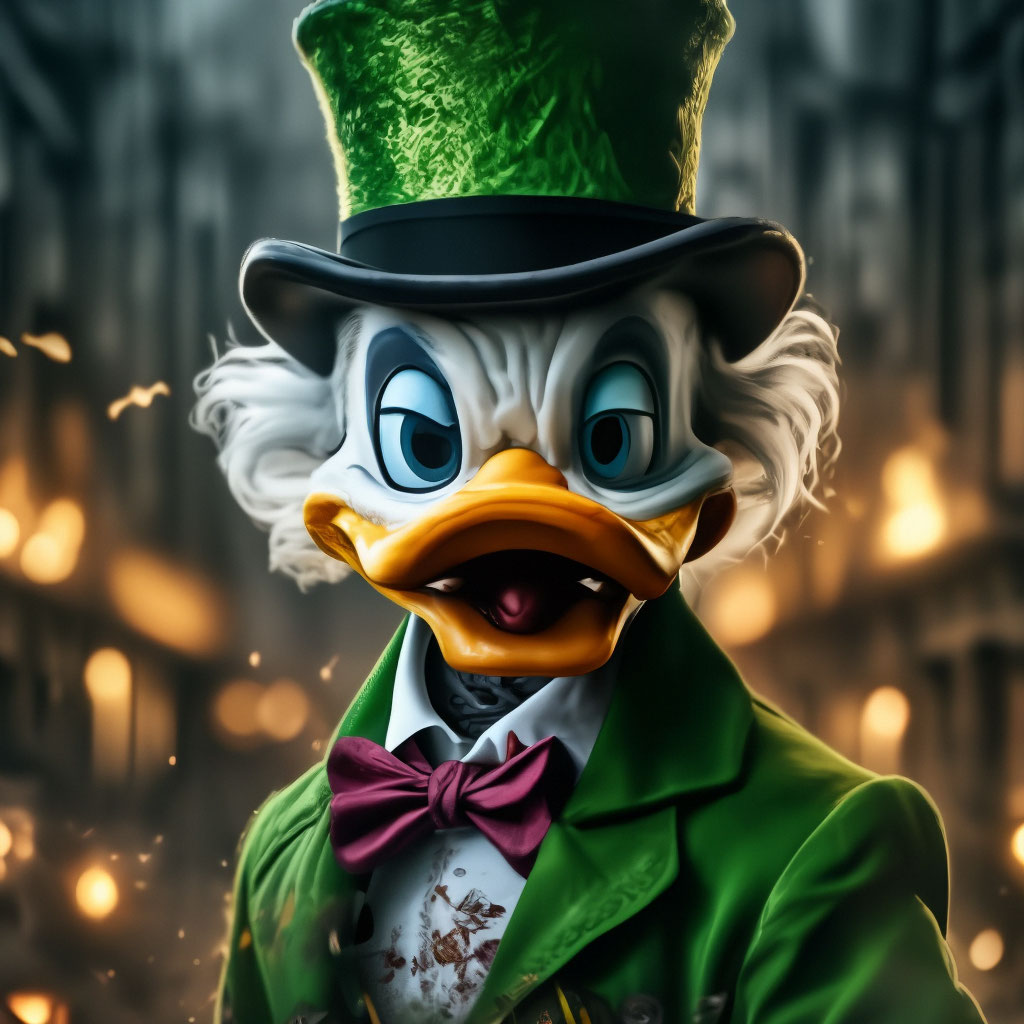 "Green Scrooge McDuck as a zombie mutant horror horror, dark multi ...