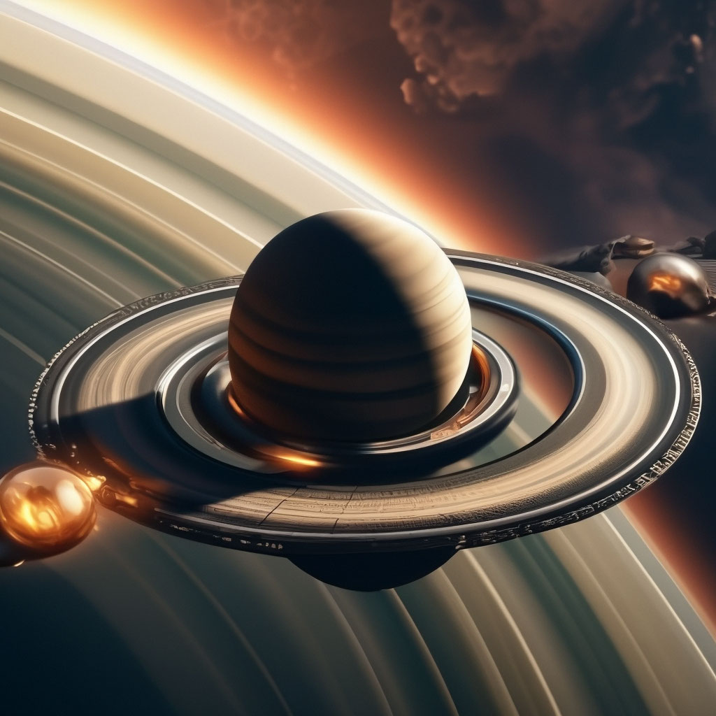 "Space Saturn Station 2, realistic, drawn, 4k, professional photo ...