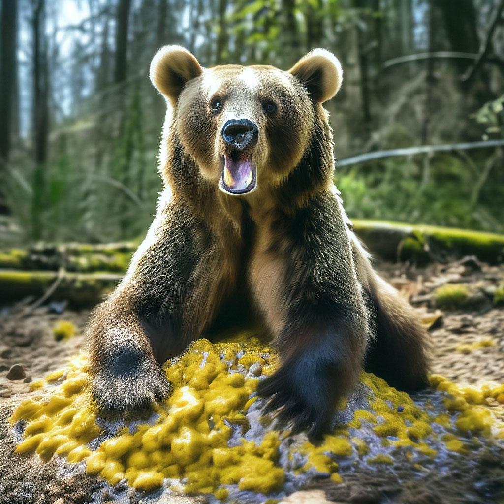 "Bear on a pile of diarrhea" — image created in Shedevrum