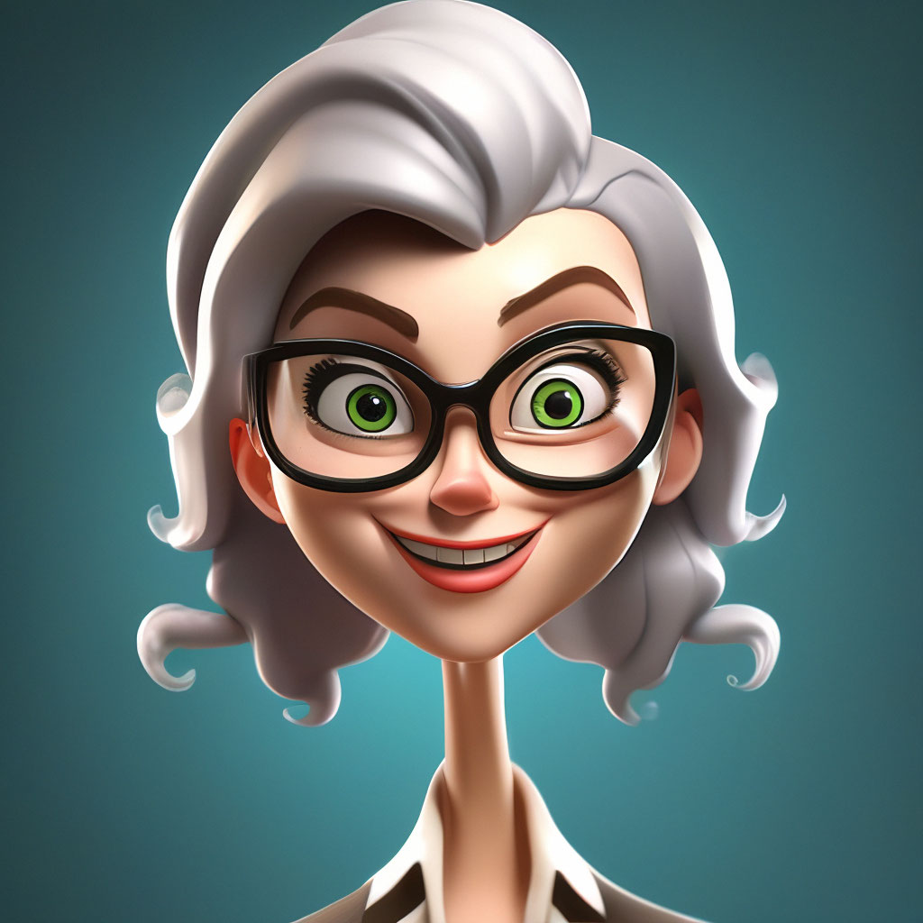 "Flyer poster, cartoon female character's face, evil genius, cartoon ...