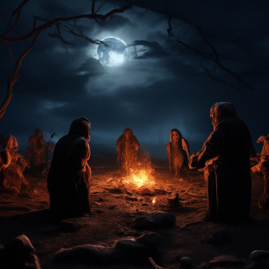 "Voodoo magic, fantasy, night bonfires, creepy rituals" — image created ...