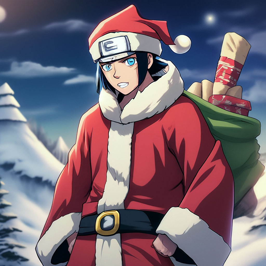 "Naruto in a Santa claus costume" — image created in Shedevrum