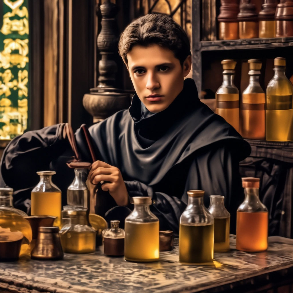 "A medieval pharmacy in Toledo, during the Spanish Inquisition, a young ...