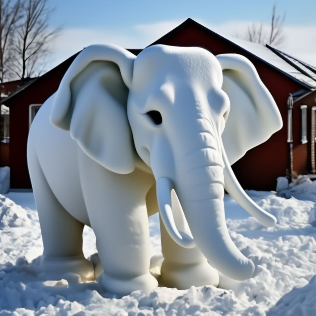 "And the guys in the yard made an elephant out of snow, a snow elephant ...