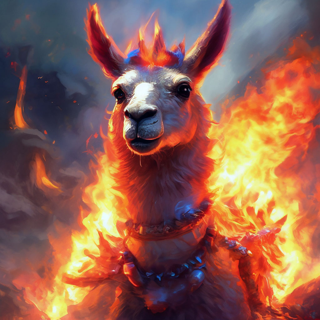 "Fire llama" — image created in Shedevrum