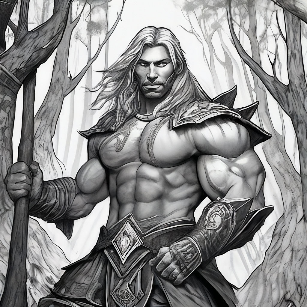 "Muscular guy elf warcraft comic a lot of details, realistic, beautiful ...