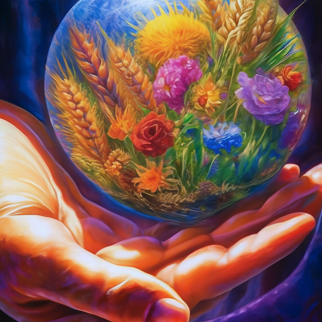 "May the hand of the giver not be impoverished. On the open palm is a ...
