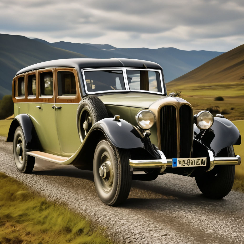 "Off-road limousine of the 1930s" — image created in Shedevrum